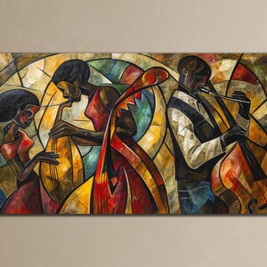 Jazz Band Painting on Canvas, Canvas Art Print, Cubist Music Wall Art ...