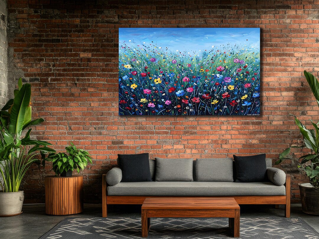 Colorful Flower Wall Art, Wildflower Wall Decor, Spring Floral Canvas ...