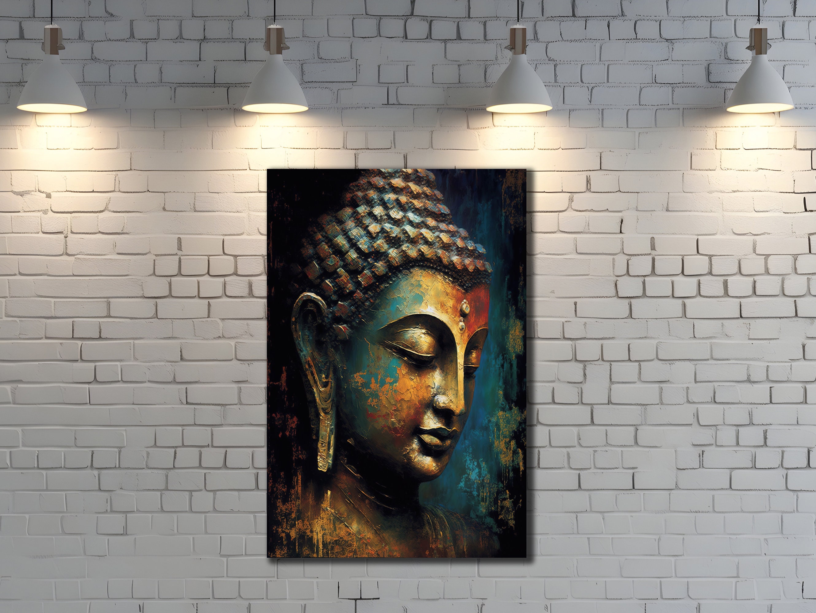 Buddha Painting on Canvas, Abstract Spiritual Wall Art, Colorful Buddha ...