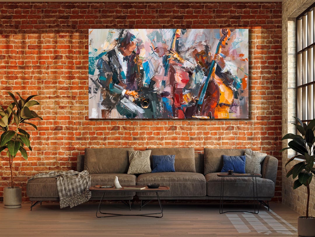 Colorful Jazz Band Oil Painting on Canvas, Music Wall Art - Etsy