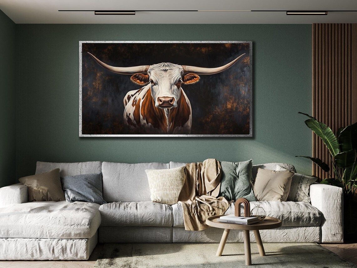 Texas Longhorn Cow Canvas Print: Rustic Animal Wall Art - Etsy