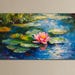 Pink Lotus Canvas Painting, Water Lily Wall Art, Ready to Hang - Etsy