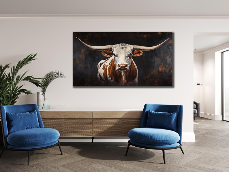Texas Longhorn Cow Canvas Print: Rustic Animal Wall Art - Etsy