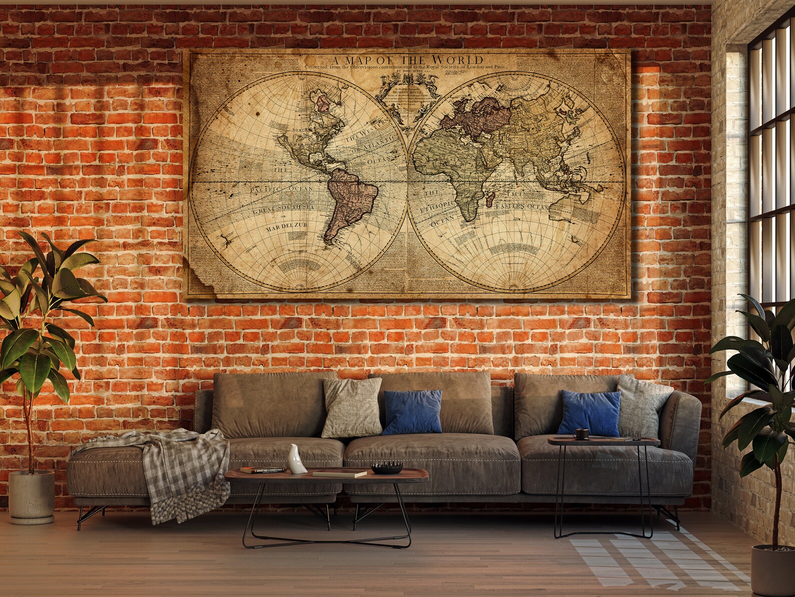 Vintage World Map Canvas Art, Old World Map, Old World Map Art Canvas ...