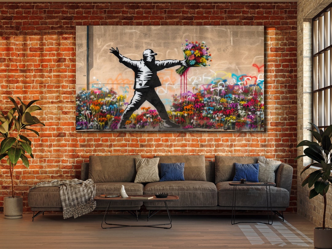 Banksy Flower Boy Canvas, Art Print Canvas, Street Graffiti Wall Art ...