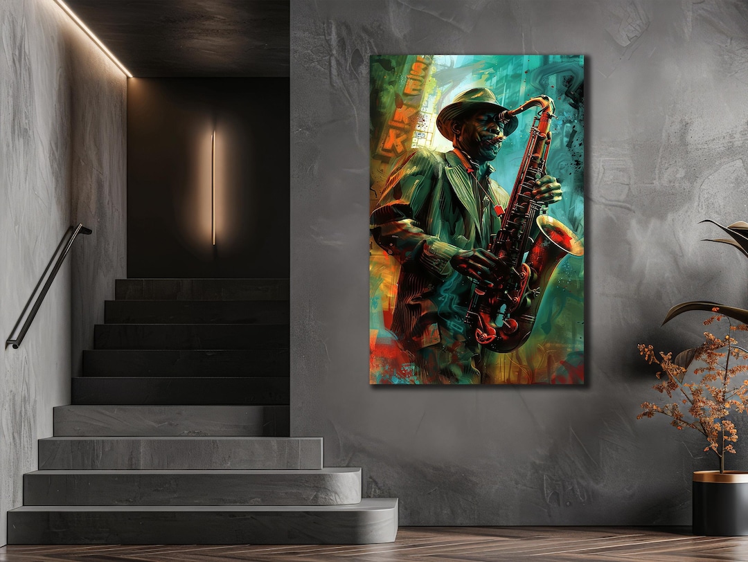 Saxophone Canvas Art Print, Jazz Wall Art, Musician Wall Art ...