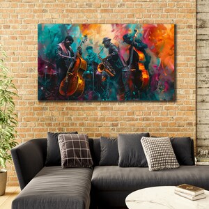 Colorful Jazz Band Oil Painting, Music Instrument Canvas Art Print - Etsy
