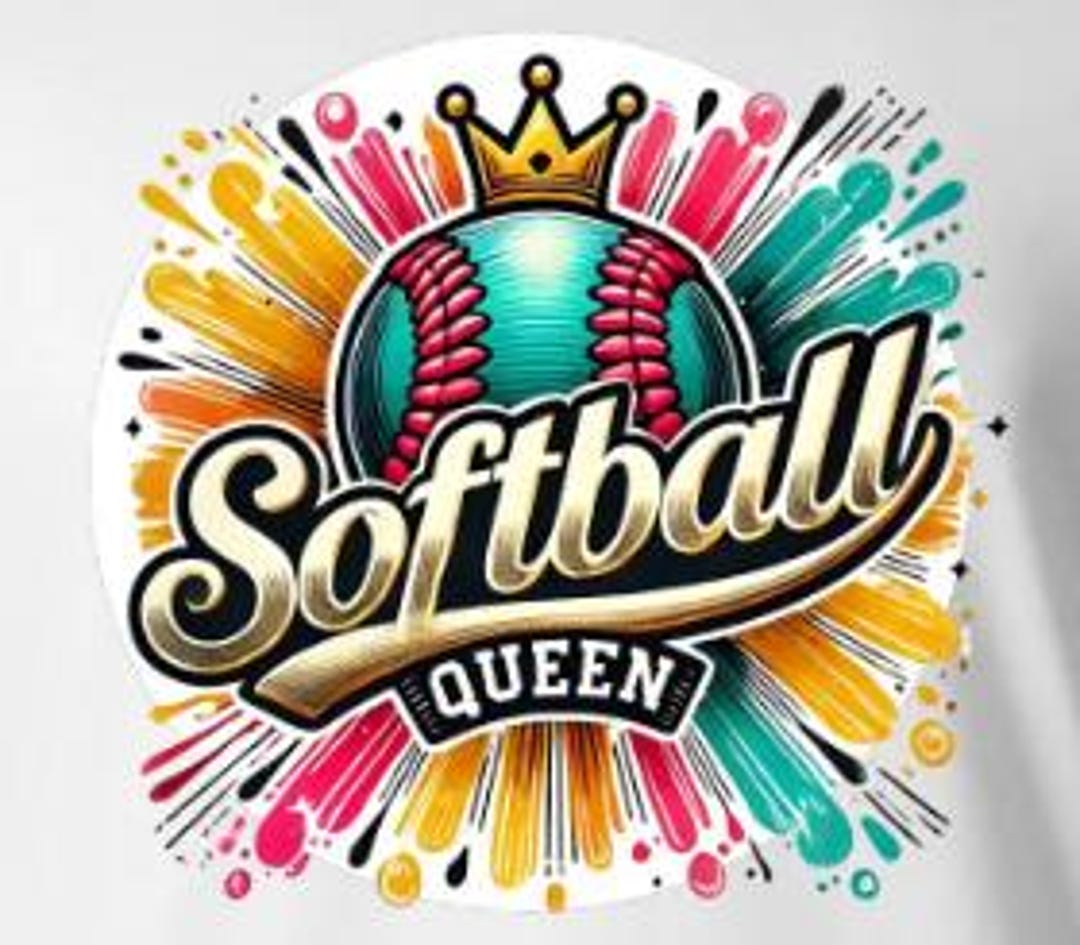 Softball Queen Clipart - Vibrant Sublimation Design for Female Athletes ...