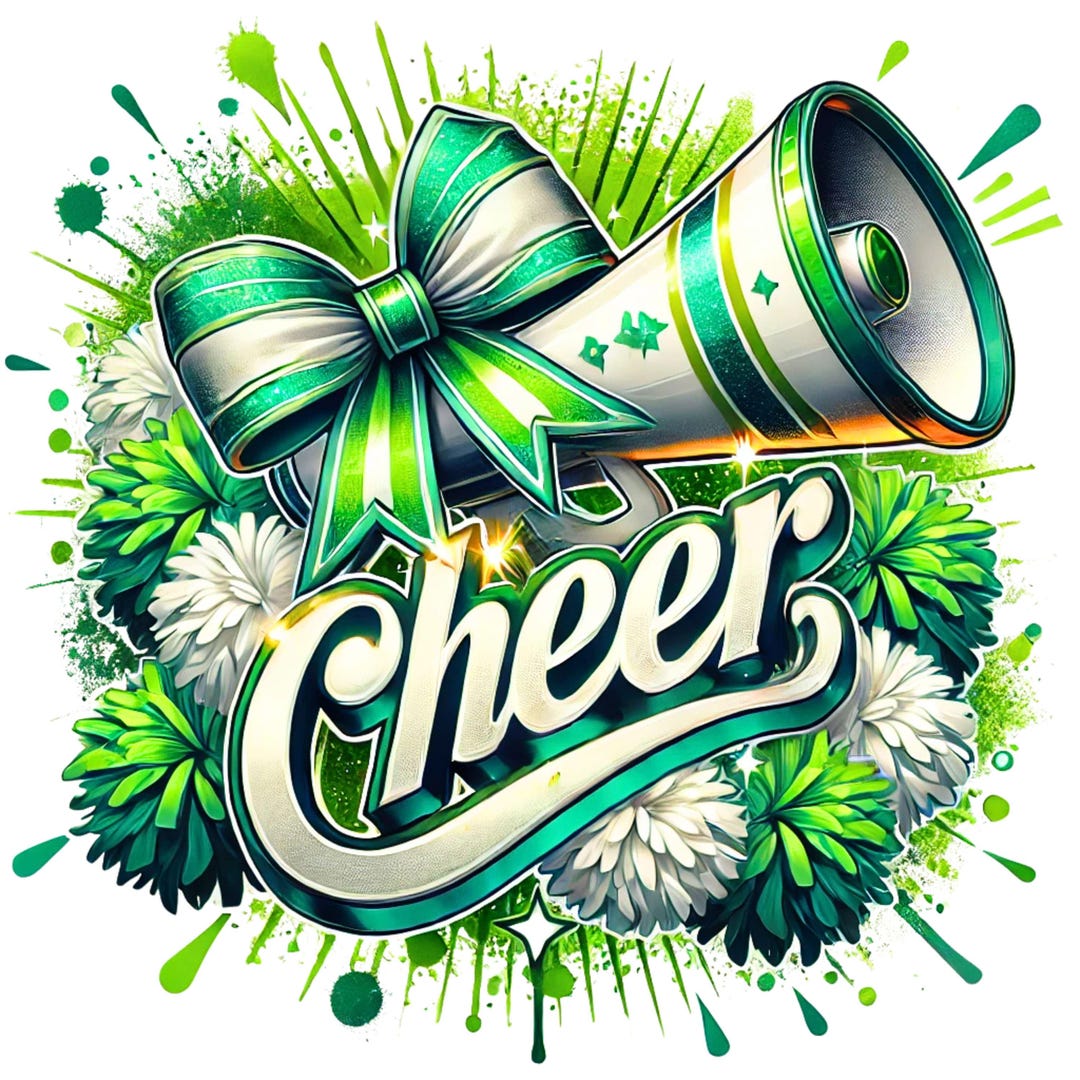 Cheer Clipart With Green and White Bow - Instant Download Sublimation ...