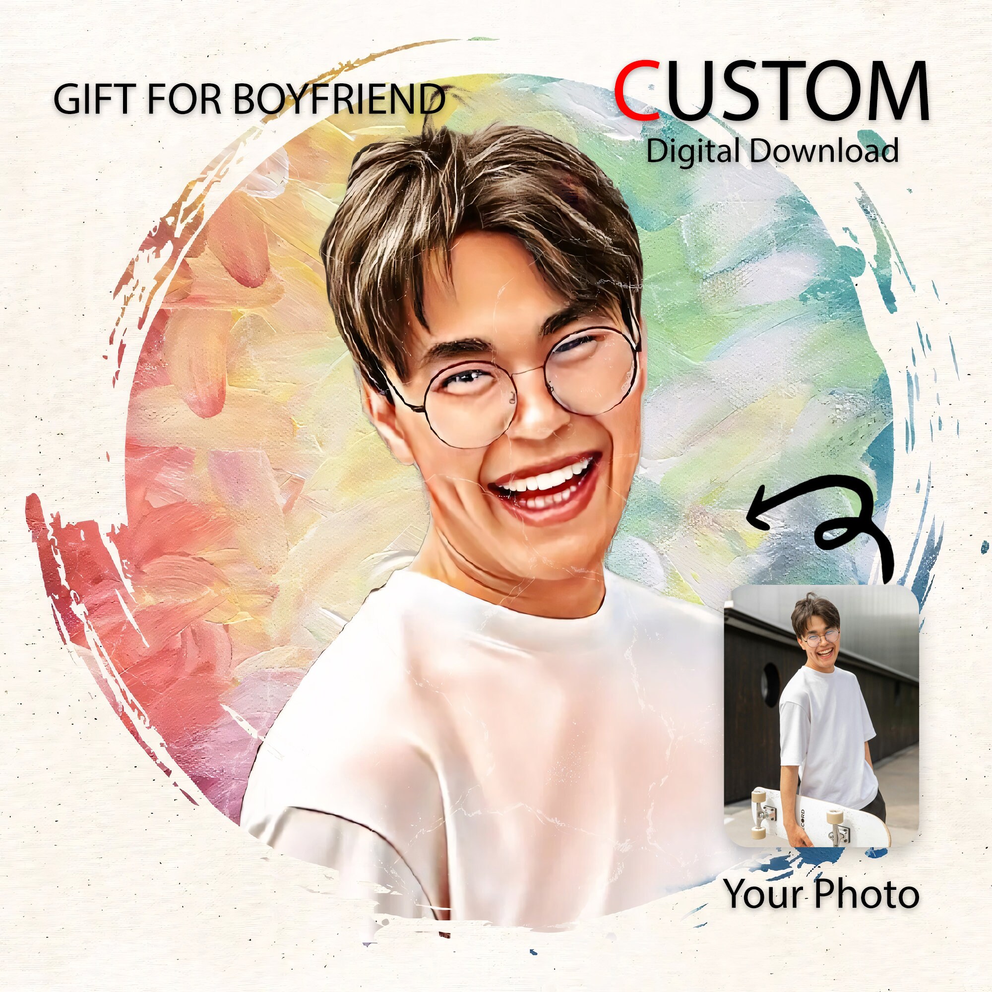 Custom Cartoon Portrait From a Photo, Gift for Wife, Gift for Her, Gift ...