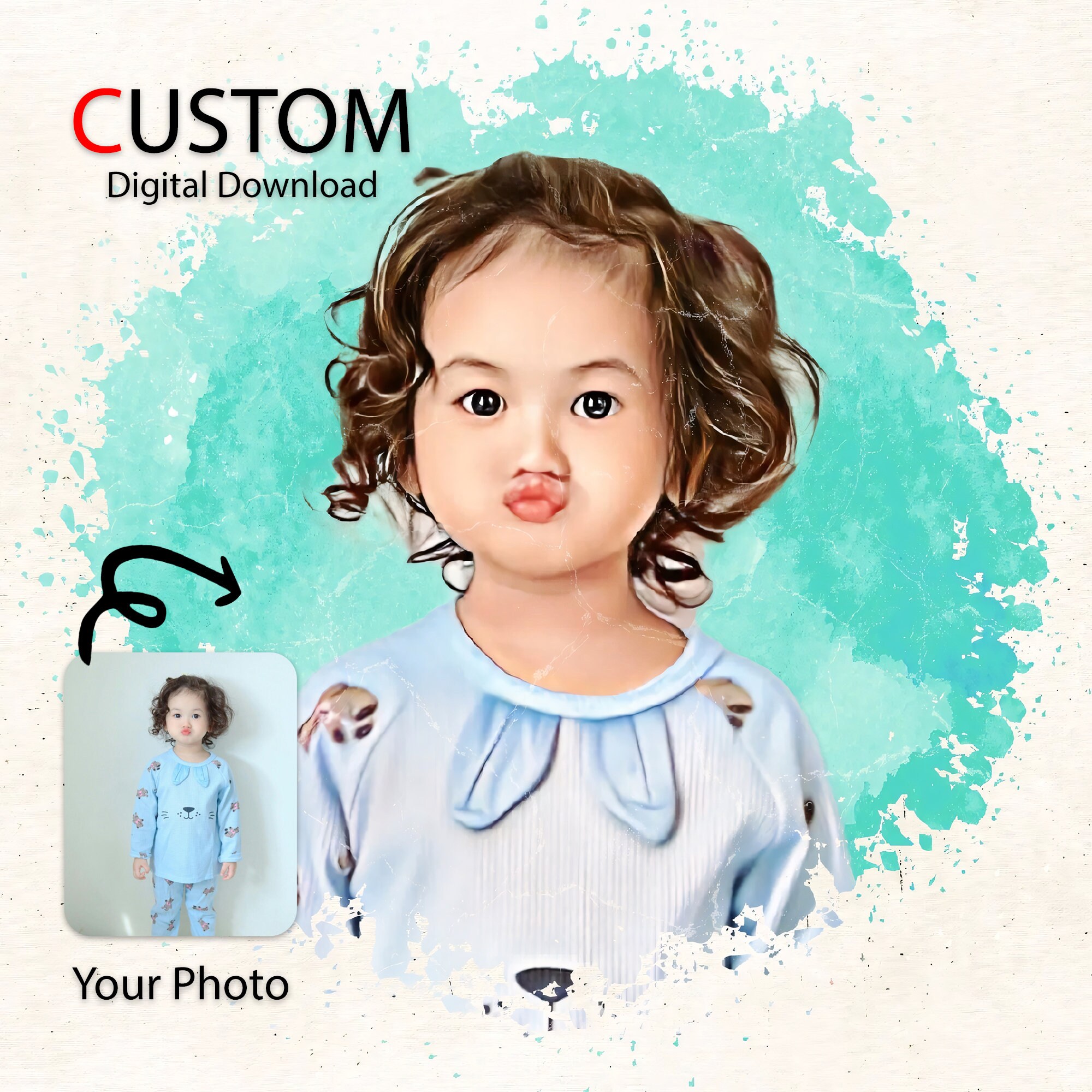 Custom Cartoon Portrait From a Photo, Gift for Wife, Gift for Her, Gift ...