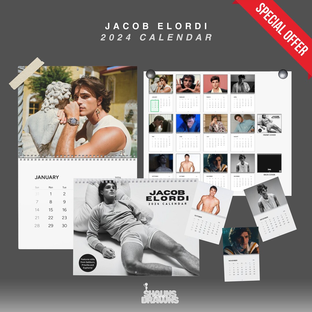 Jacob Elordi 2024 Wall Calendar Saltburn Movie Star Euphoria TV Show ...