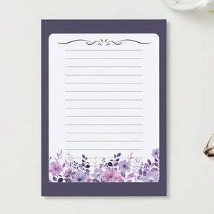Purple Floral Stationery Paper: Printable Letter Writing Set (PDF/PNG ...