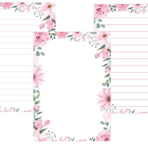 Pink Flower Journal Pages: Lined Printable Paper (digital Download) - Etsy
