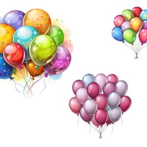 Festive Birthday Clipart Bundle | Balloons, Cake, Champagne | 35 ...