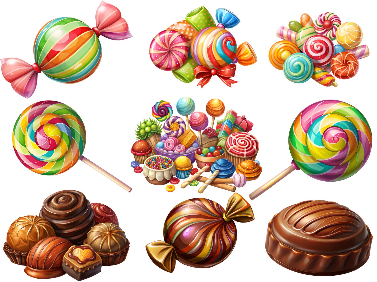 Pastel Candy Clipart Set: Lollipops, Candy Canes (15 PNG) - Etsy
