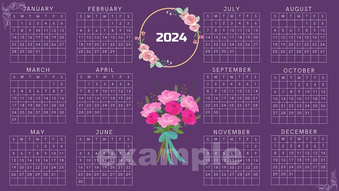 Purple calendar for 2024. Calendar colorful. Monthly calendar. Calendar ...