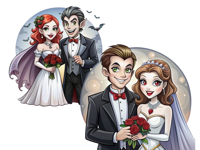 Vampire Wedding Clipart: Dark Romance Gothic Graphics (16 PNG) - Etsy