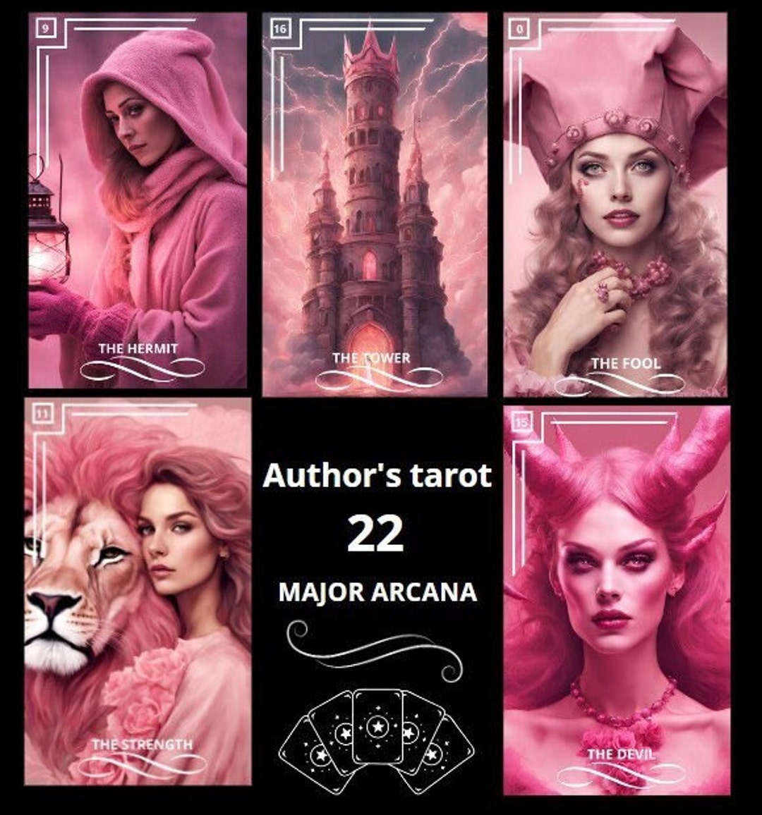 Unique Tarot Deck of 22 Major Arcana. Tarot Pink. Printable Tarot Cards ...
