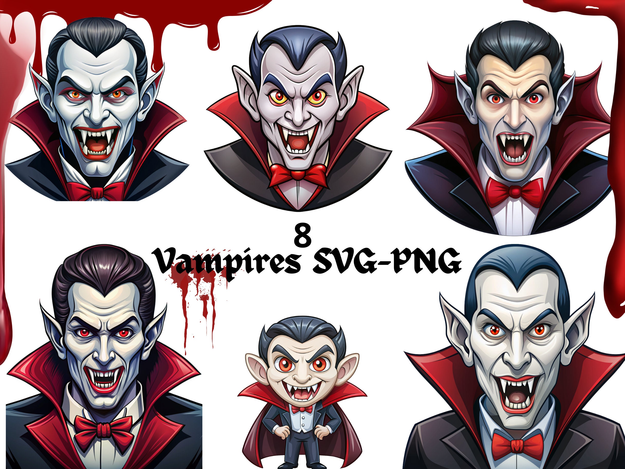 Vampires SVG Collection Instant Download of 8 Vampire Graphics. Cute ...