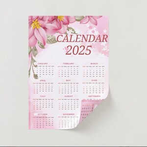 Flower Calendar 2025. Big Calendar Digital. Calendar With Flowers ...