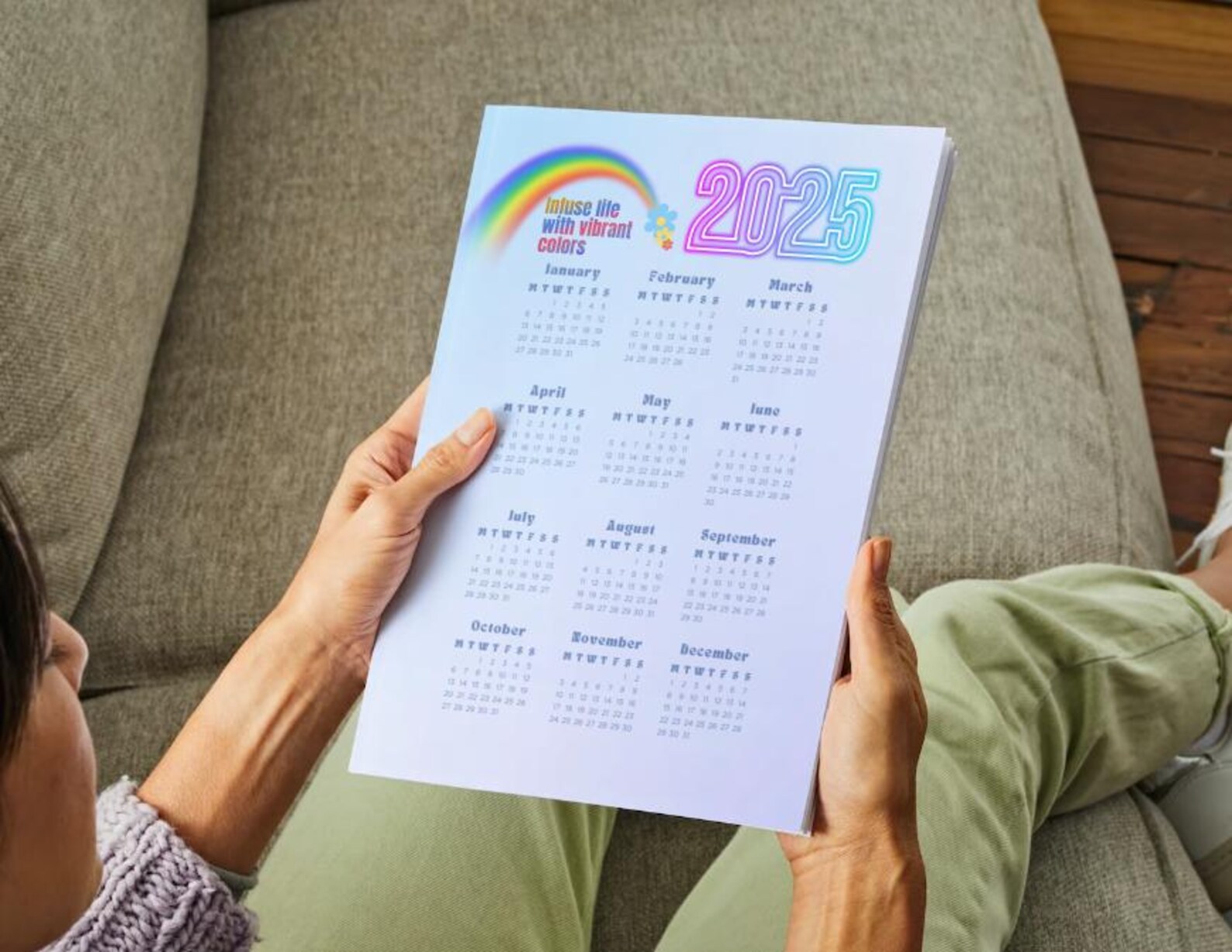 Calendar With a Rainbow, Wall Calendar 2025, Classroom Calendar ...