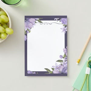 Purple Floral Stationery Paper: Printable Letter Writing Set (PDF/PNG ...