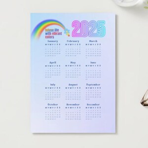 Calendar With a Rainbow, Wall Calendar 2025, Classroom Calendar ...