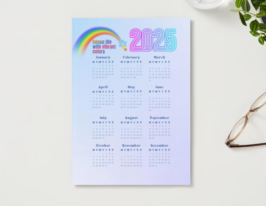 Calendar With a Rainbow, Wall Calendar 2025, Classroom Calendar ...