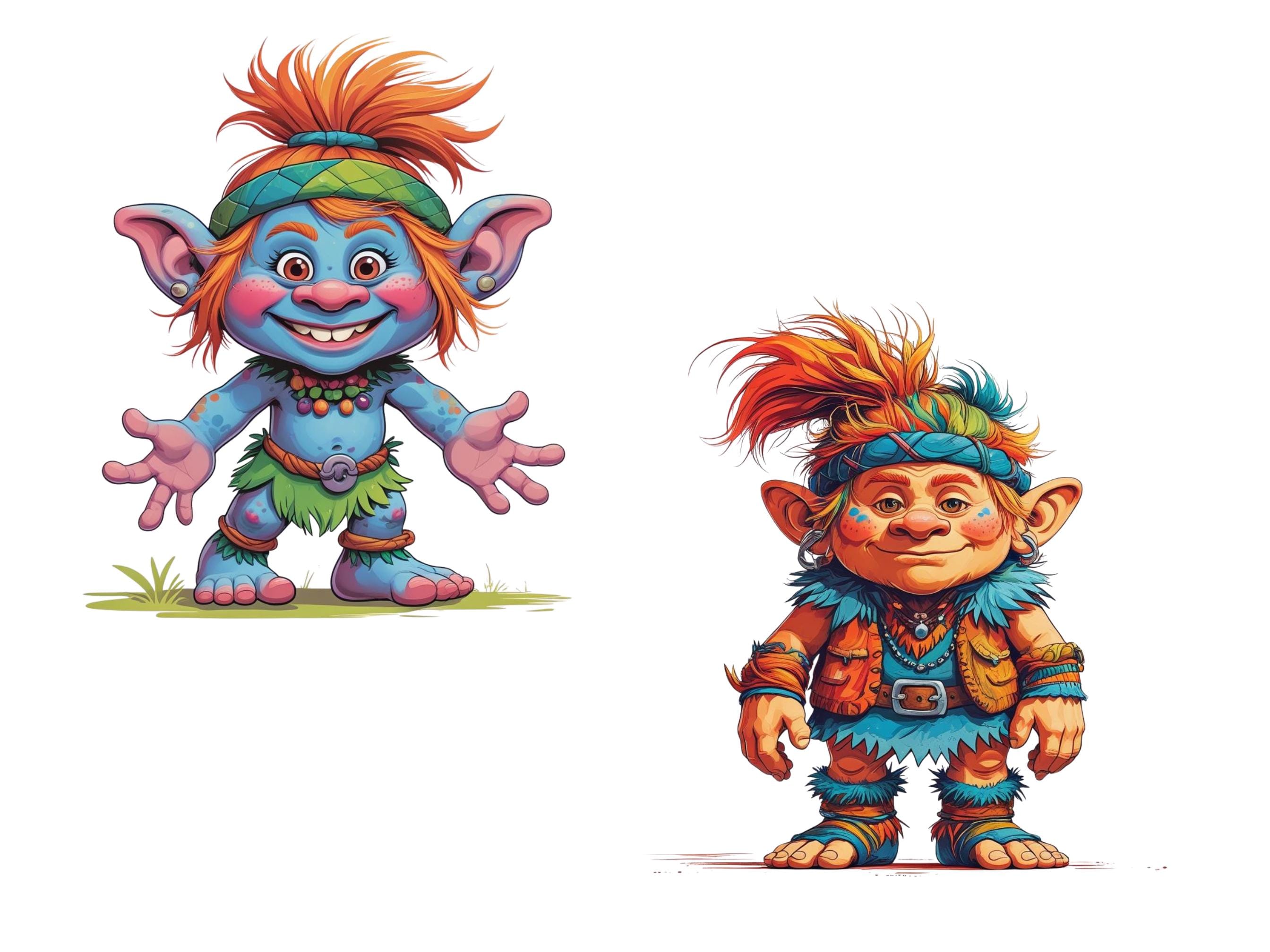 Troll Clipart, Cute Trolls on Transparent Background 20 Png, Digital ...