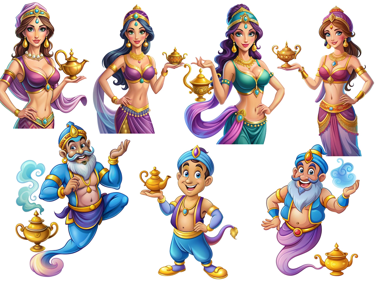 Aladdin Genie Set 20 PNG, Genie Clipart, Mystical Clipart, Genie Lamp, Fantasy Clipart, Genie ...