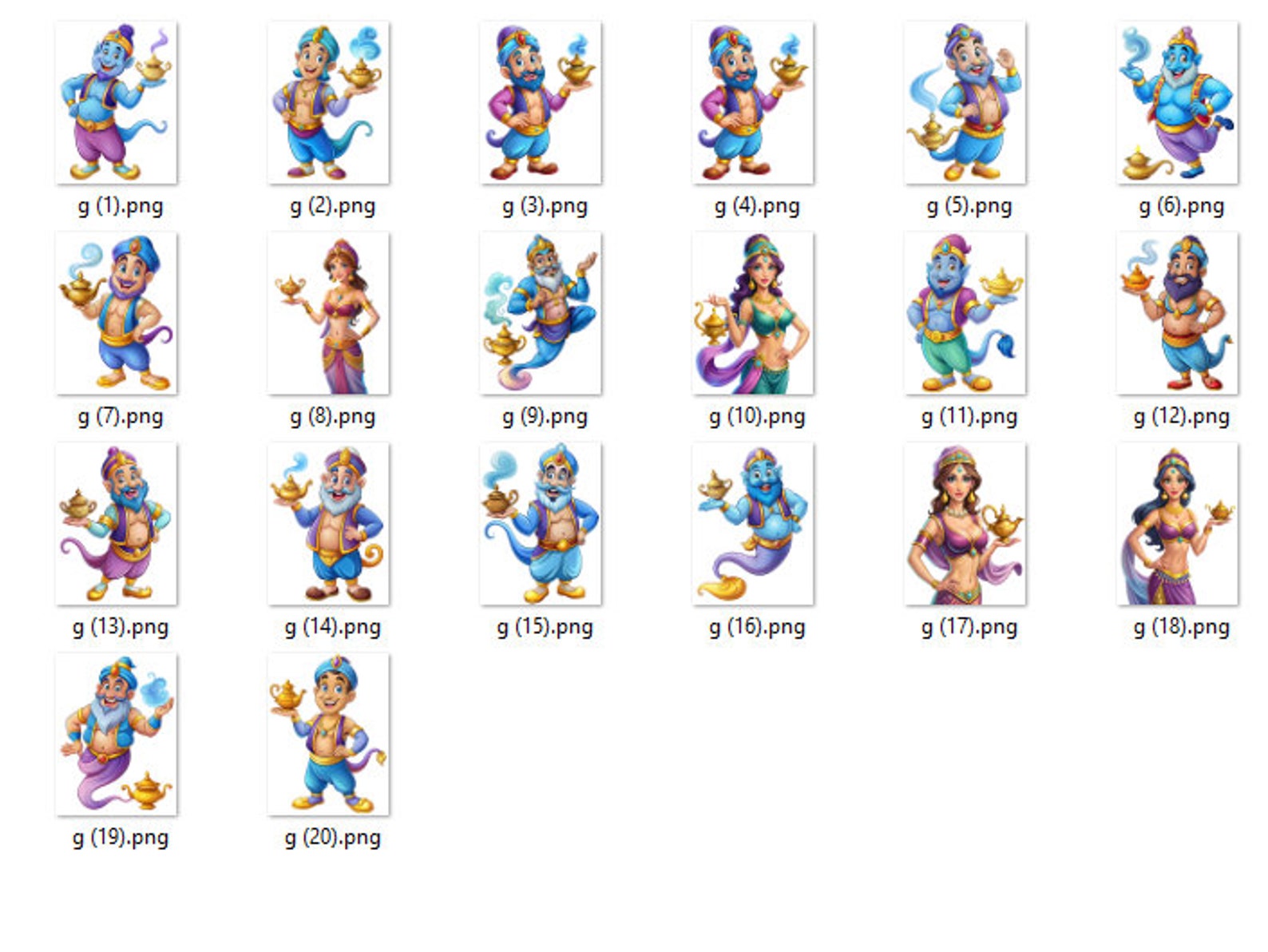 Aladdin Genie Set 20 PNG, Genie Clipart, Mystical Clipart, Genie Lamp, Fantasy Clipart, Genie ...