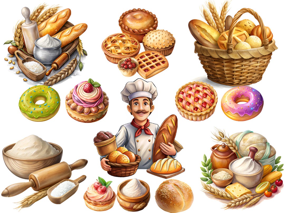 Baking Clipart, Cooking Clipart, Bread Clipart, Baking Stickers, Baking ...