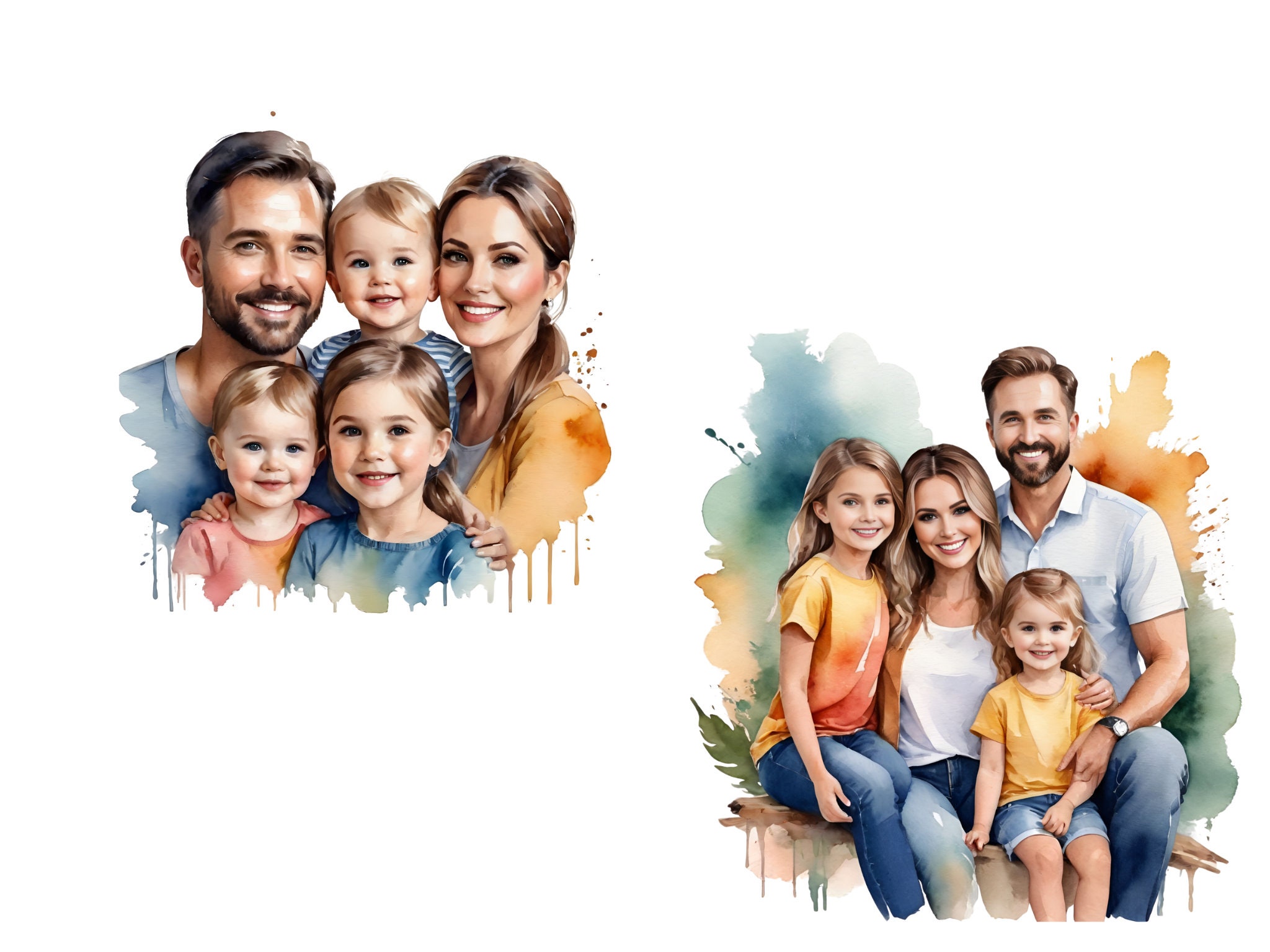 Watercolor Family Clipart Bundle: Mom, Dad, Grandma (PNG Digital ...