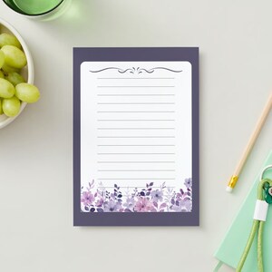 Purple Floral Stationery Paper: Printable Letter Writing Set (PDF/PNG ...