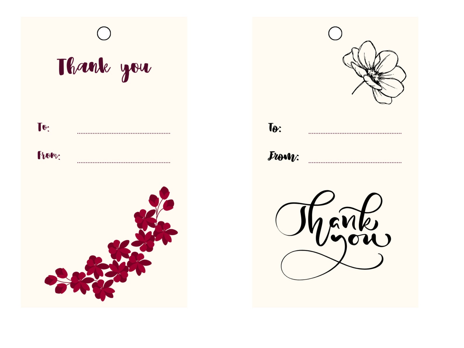 Thank You Tags, Printable Thank You Tags, Thank You Gift Tag, 5 Tags ...