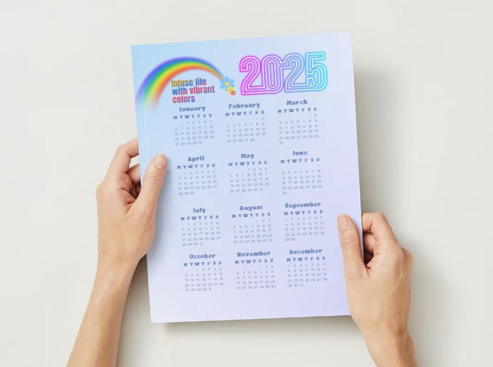 Calendar With a Rainbow, Wall Calendar 2025, Classroom Calendar ...
