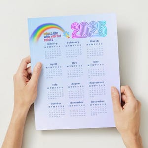 Calendar With a Rainbow, Wall Calendar 2025, Classroom Calendar ...