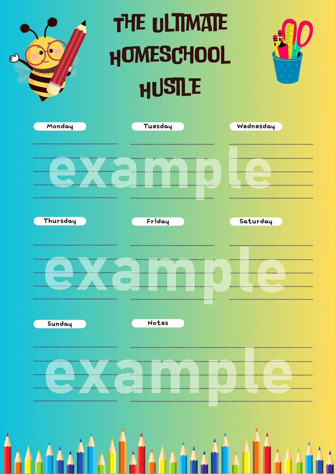 Bee Homeschool Schedule: Weekly Planner Printable (digital Download) - Etsy