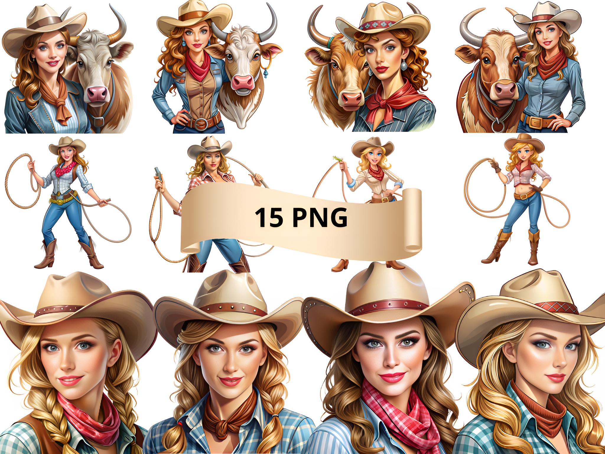 Cowgirl Clipart, Farm Clipart, Coquette Cowgirl, Wild West Clipart ...