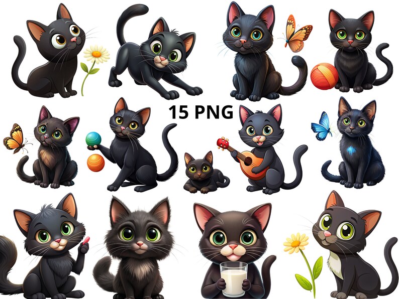 Clipart Cats, Black Cat Clipart, Cute Kitten Clipart, Kittens Clipart ...