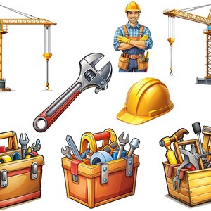 Construction Clipart: Workers, Vehicles, and Tools (15 PNG) - Etsy