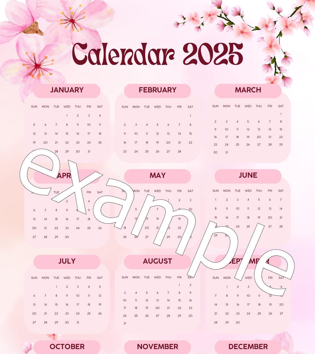 Floral Pink Calendar, Сalendar 2025, Women's Calendar, Calendar With ...