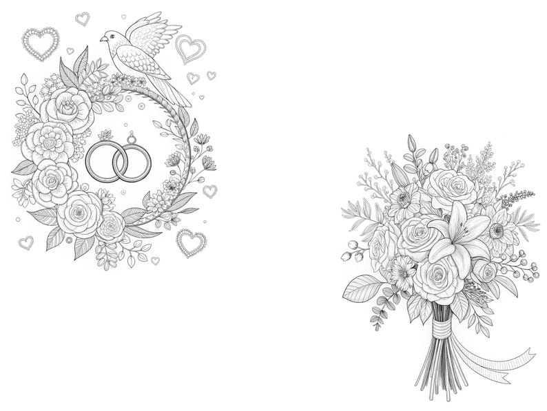 Wedding Coloring Pages | Activity Pack | 40 PNG - PDF | A4 Size ...