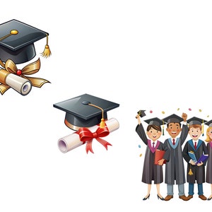 Graduation Clipart Bundle: Cap & Diploma PNG Images (digital Download ...
