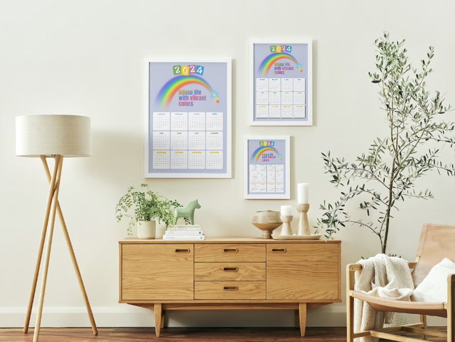 Calendar With a Rainbow, Wall Calendar 2024, Classroom Calendar ...