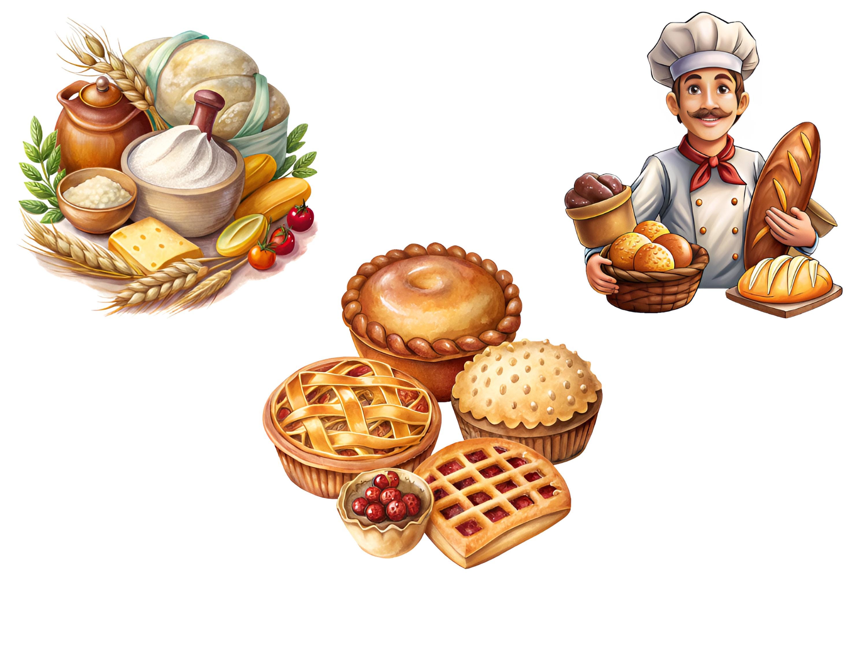 Baking Clipart, Cooking Clipart, Bread Clipart, Baking Stickers, Baking ...
