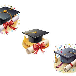 Graduation Clipart Bundle: Cap & Diploma PNG Images (digital Download ...