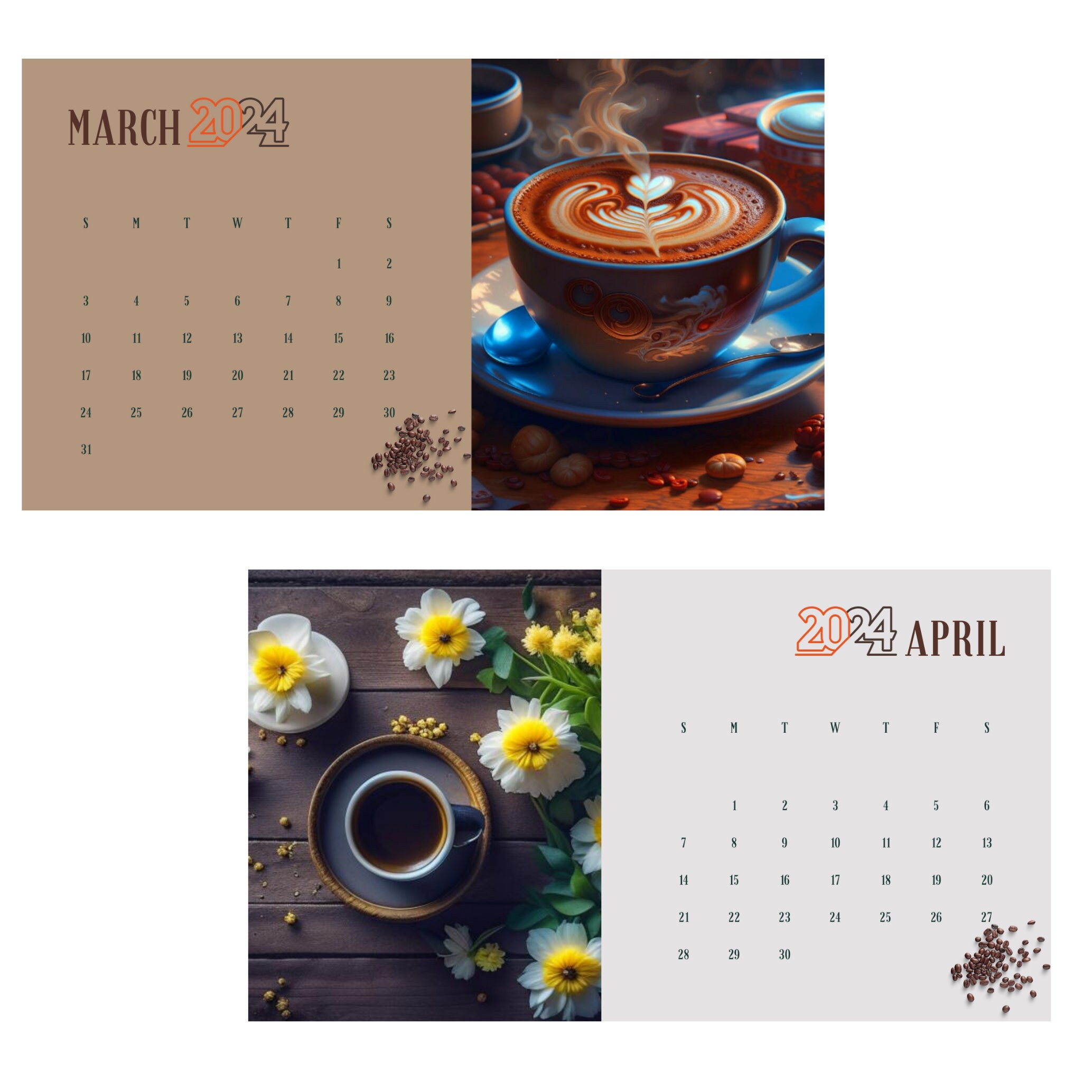 Coffee Calendar 2024. Сoffee Poster. Сoffee Advent Calendar. Wall ...