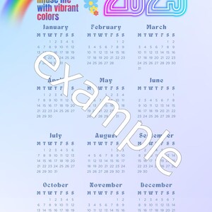 Calendar With a Rainbow, Wall Calendar 2025, Classroom Calendar ...